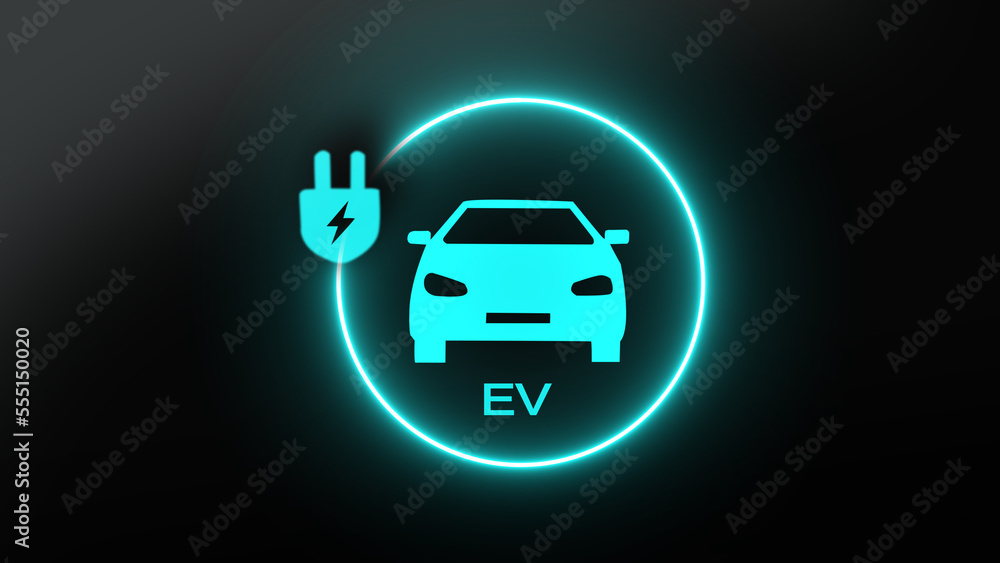 Electric car with plug icon symbol, EV car, hybrid vehicles charging ...