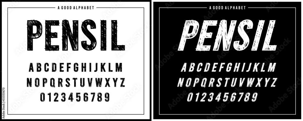 Chalk font and alphabet vector, Hand draw bold typeface letter and ...