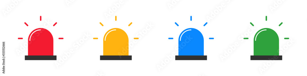 A set of icons for lit rotating lights. Emergency sirens and emergency ...