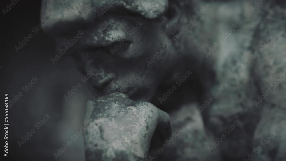 Thinking man statue. 3D animation of 100 year old statue Thinker by ...