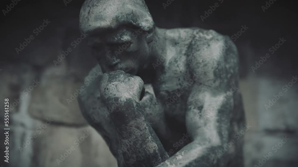 Thinking man statue. 3D animation of 100 year old statue Thinker by ...