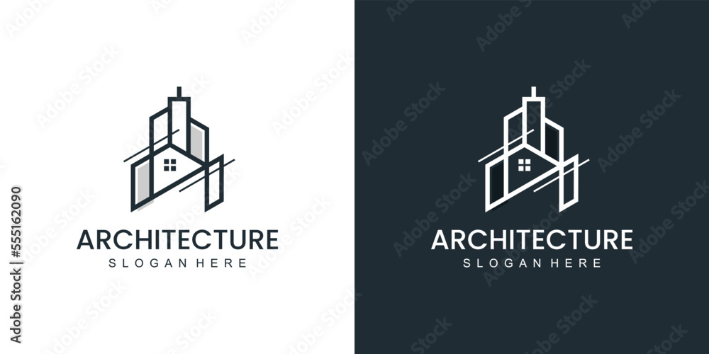 Minimalist architecture logo with line art style logo design and ...