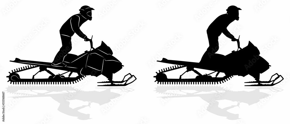 silhouette of a rider on a snowmobile , vector drawing Stock Vector ...