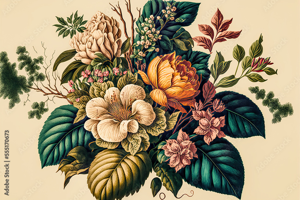 Florale Elemente Vintage Background Backdrop Cover AI Art Generative AI ...