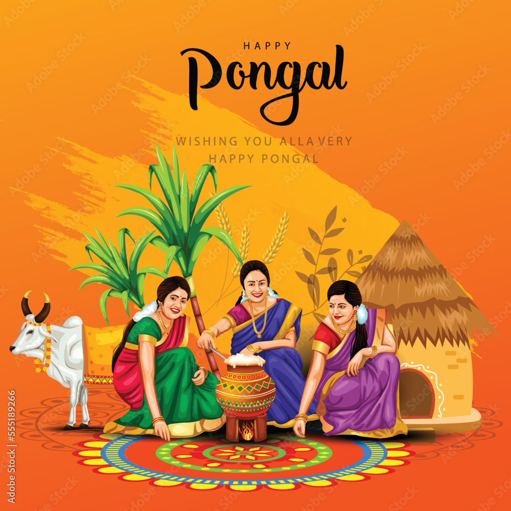 new illustration of Happy Pongal Holiday Harvest Festival of Tamil Nadu ...