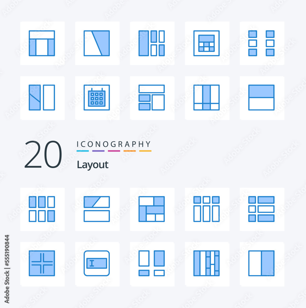 20 Layout Blue Color icon Pack like layout frame calculator editing ux ...
