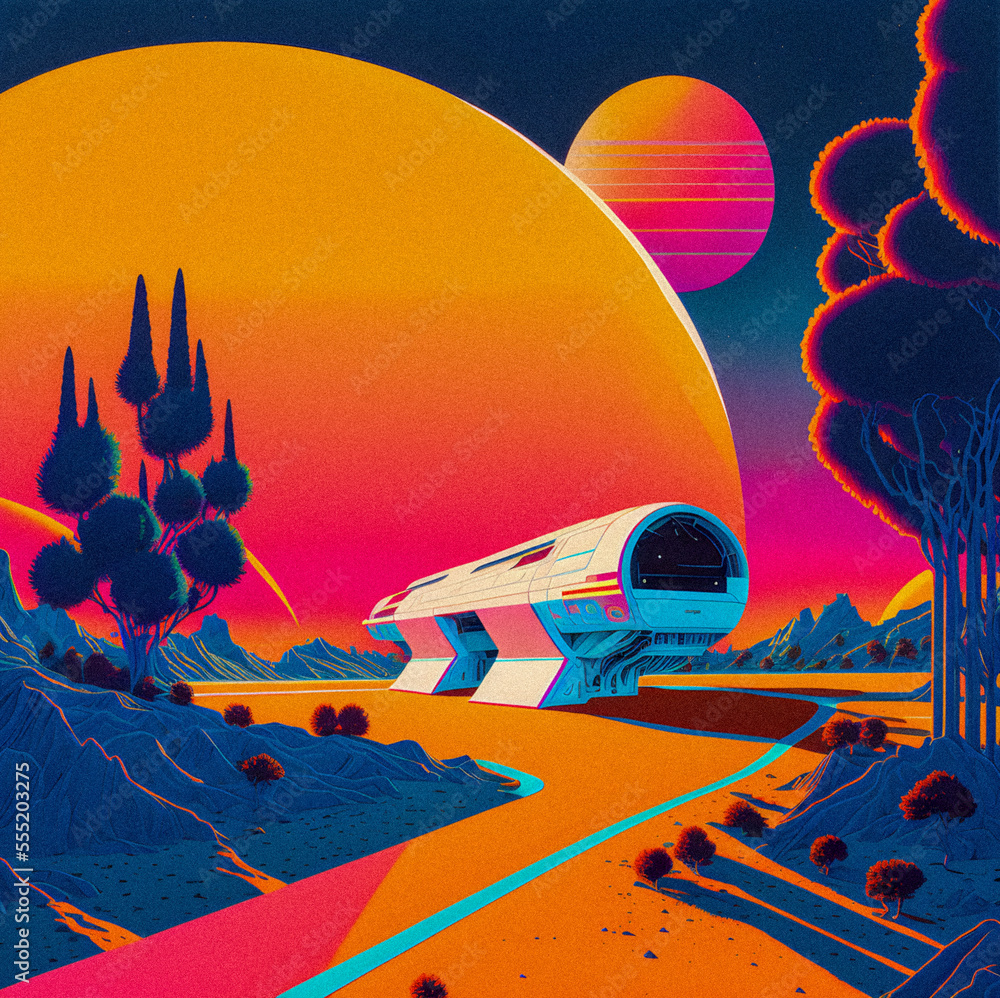 Hand drawn comic illustration, Retro and 90s style, Cosmos, Pop Art ...