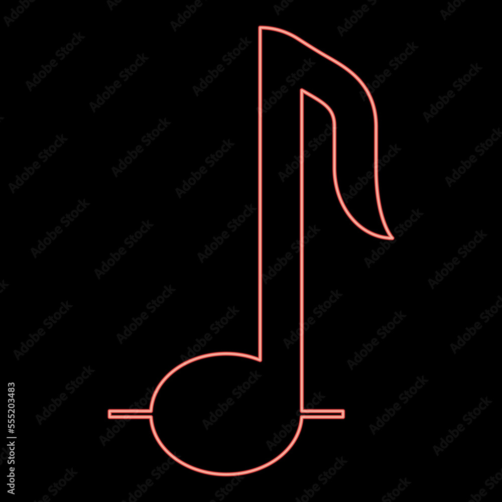 Neon note to the eighth icon black color vector illustration flat style ...