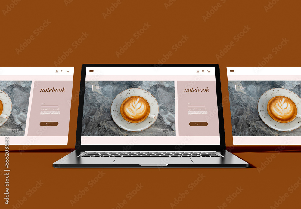 Editable Laptop Screen Mockup Stock Template | Adobe Stock