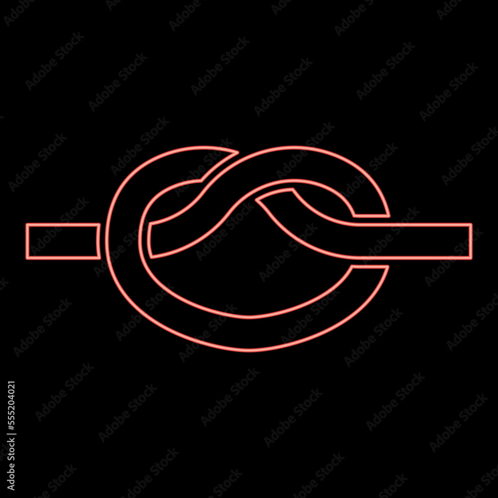 Neon knot Rope tied Node Join concept Noose icon black color vector ...