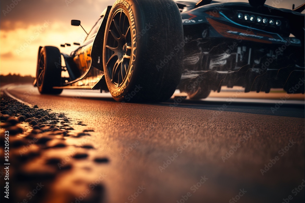 a car driving down a road with a sky background and clouds in the ...