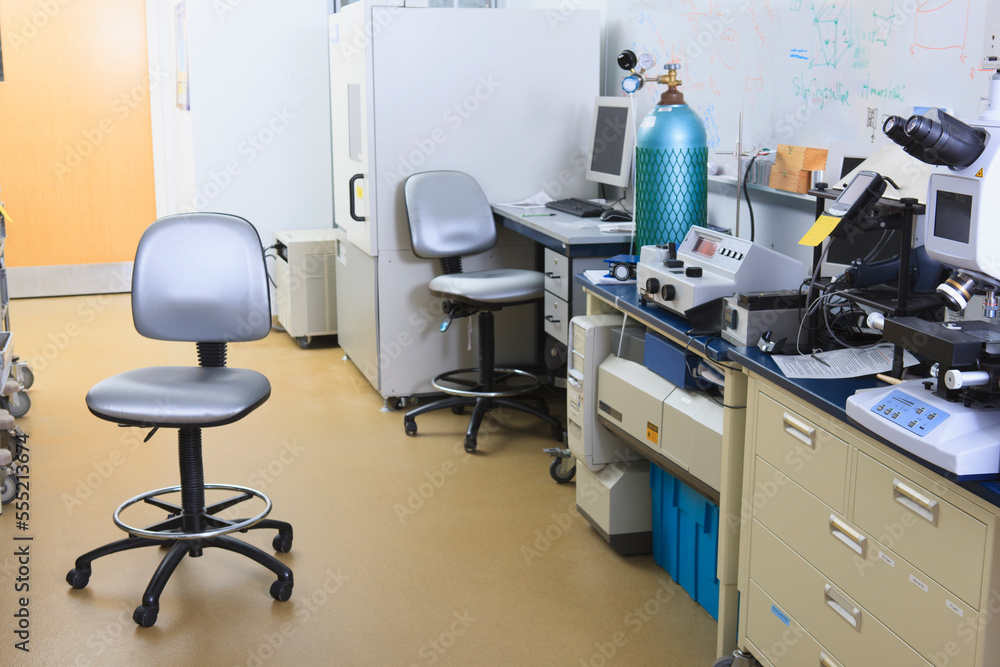 University chemistry laboratory with x-ray fluorescence analyzers and ...