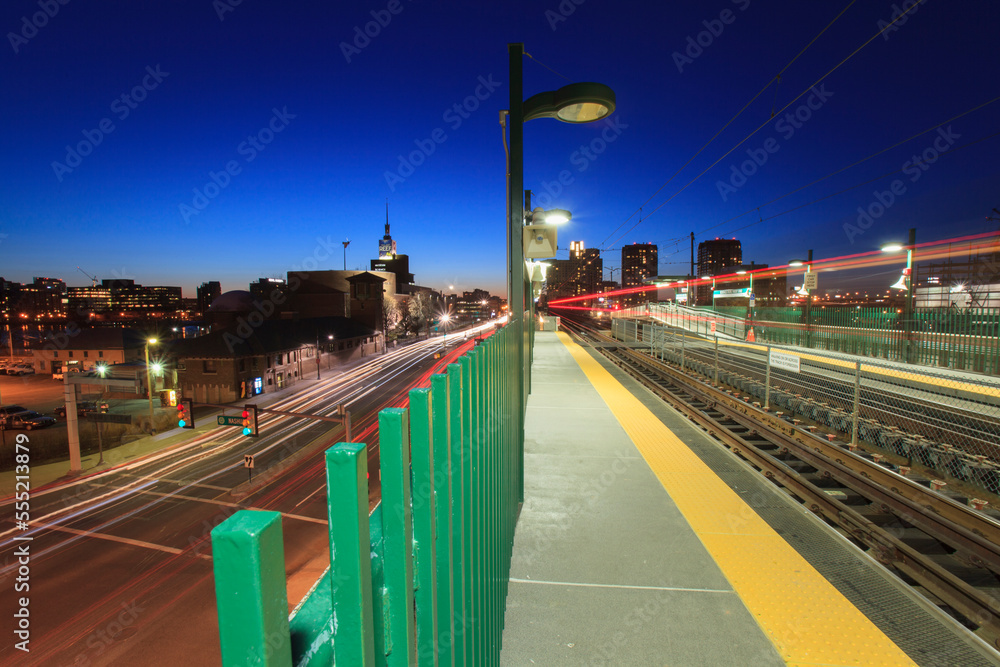 Subway tracks and highways leading to a museum, Leverett Circle, Museum ...