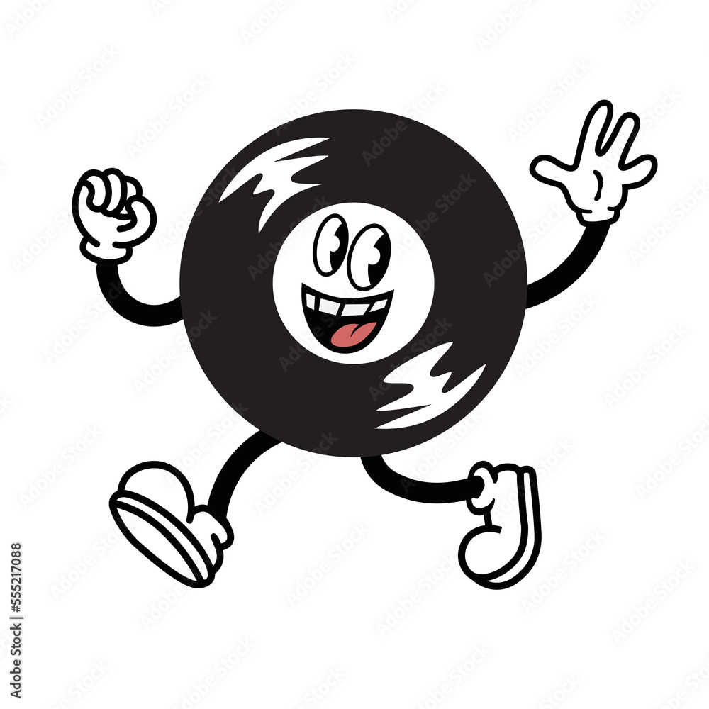 retro style cartoon character with a body of a vinyl disc. Music ...