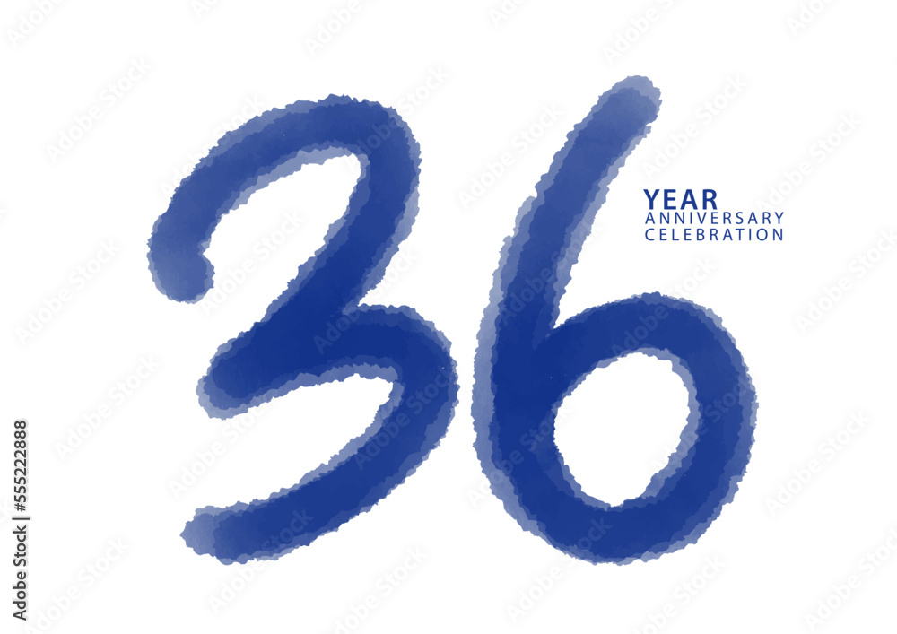 36 year anniversary celebration blue color logotype vector, 36 number ...