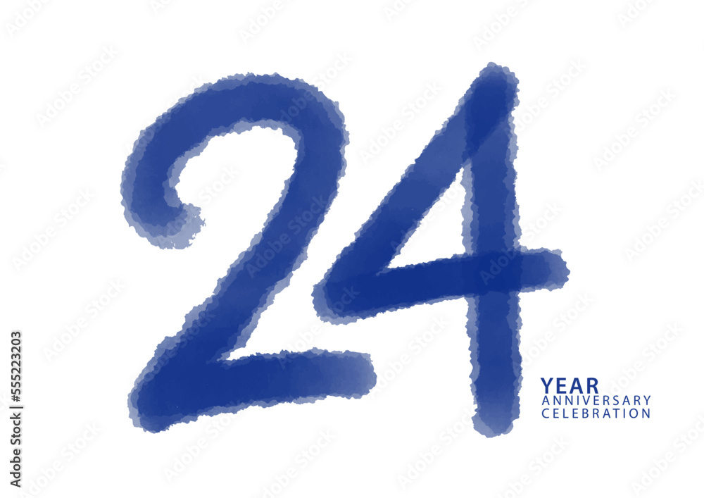 24 year anniversary celebration blue color logotype vector, 24 number ...