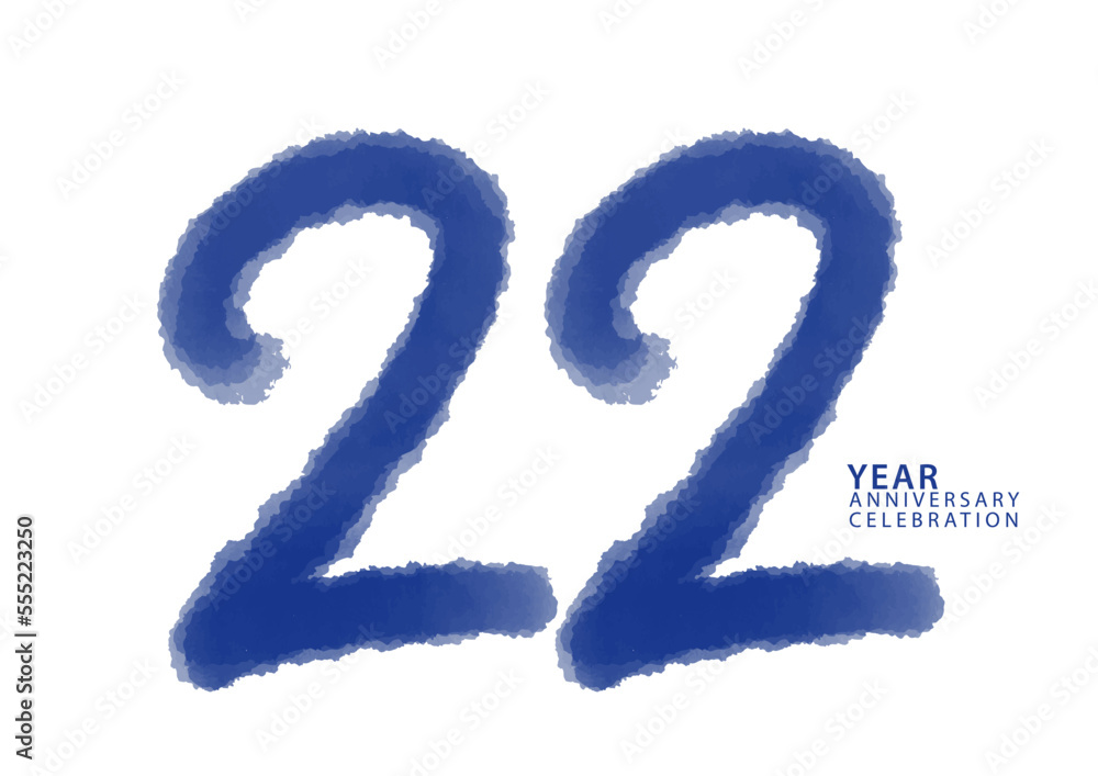 22 year anniversary celebration blue color logotype vector, 22 number ...