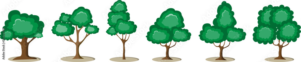 Cartoon trees set . Tree png.Cute green plants, forest.Collection green ...