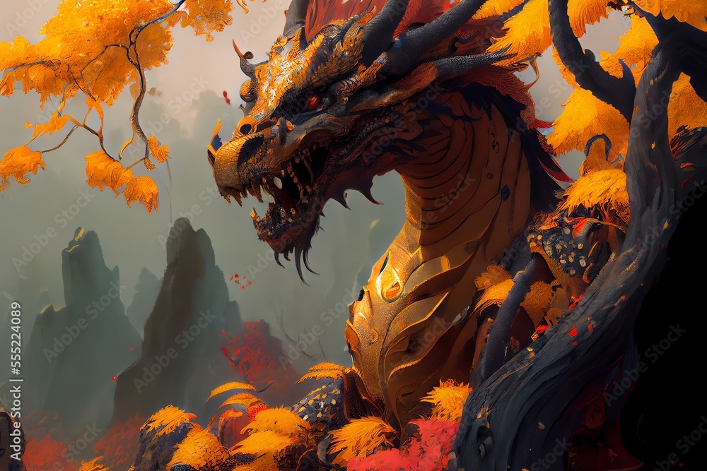 Dragon fantasy concept art mythological creature. Generative AI Stock ...