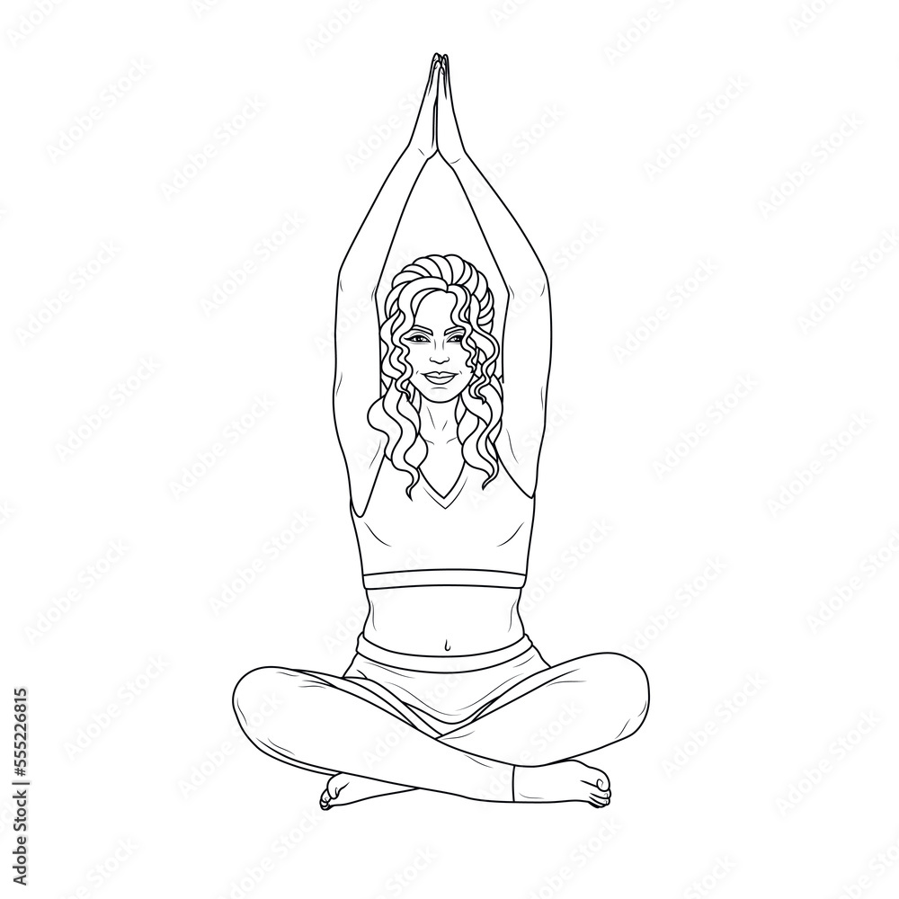 Yoga Girl.Coloring book antistress for children and adults ...