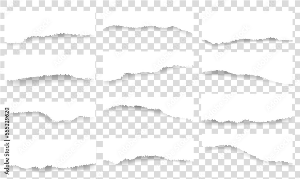 Ripped Paper Set Isolated Transparent background Stock Vector | Adobe Stock