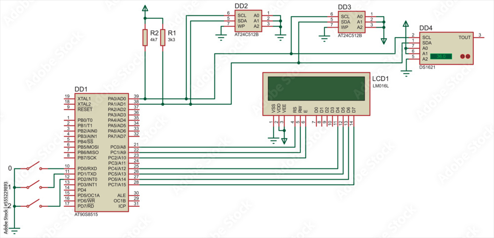 Vector electrical schematic diagram of electronic device of temperature ...