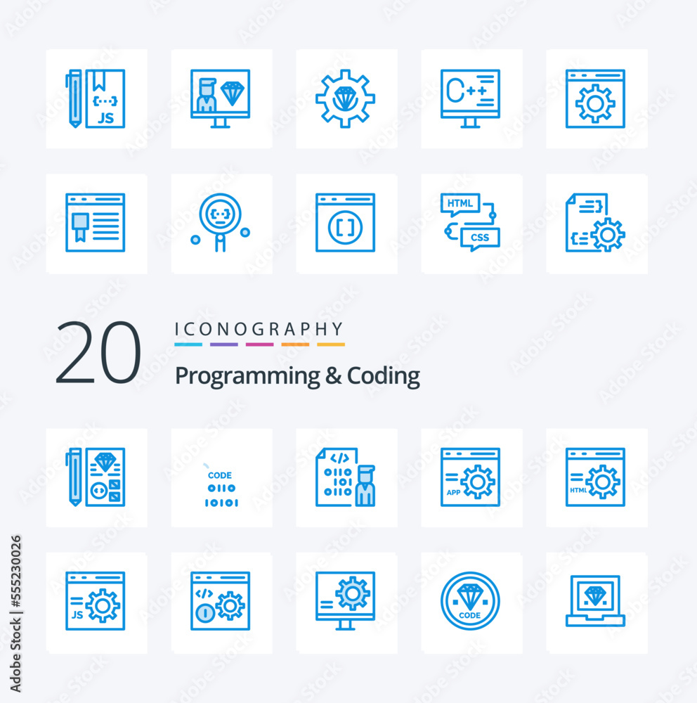 20 Programming And Coding Blue Color Icon Pack Like Develop Browser Development Programming