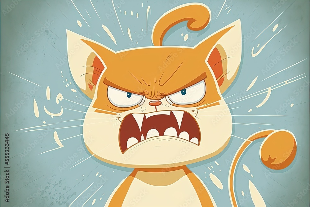 a cartoon cat with a big grin on its face and mouth. Generative AI ...