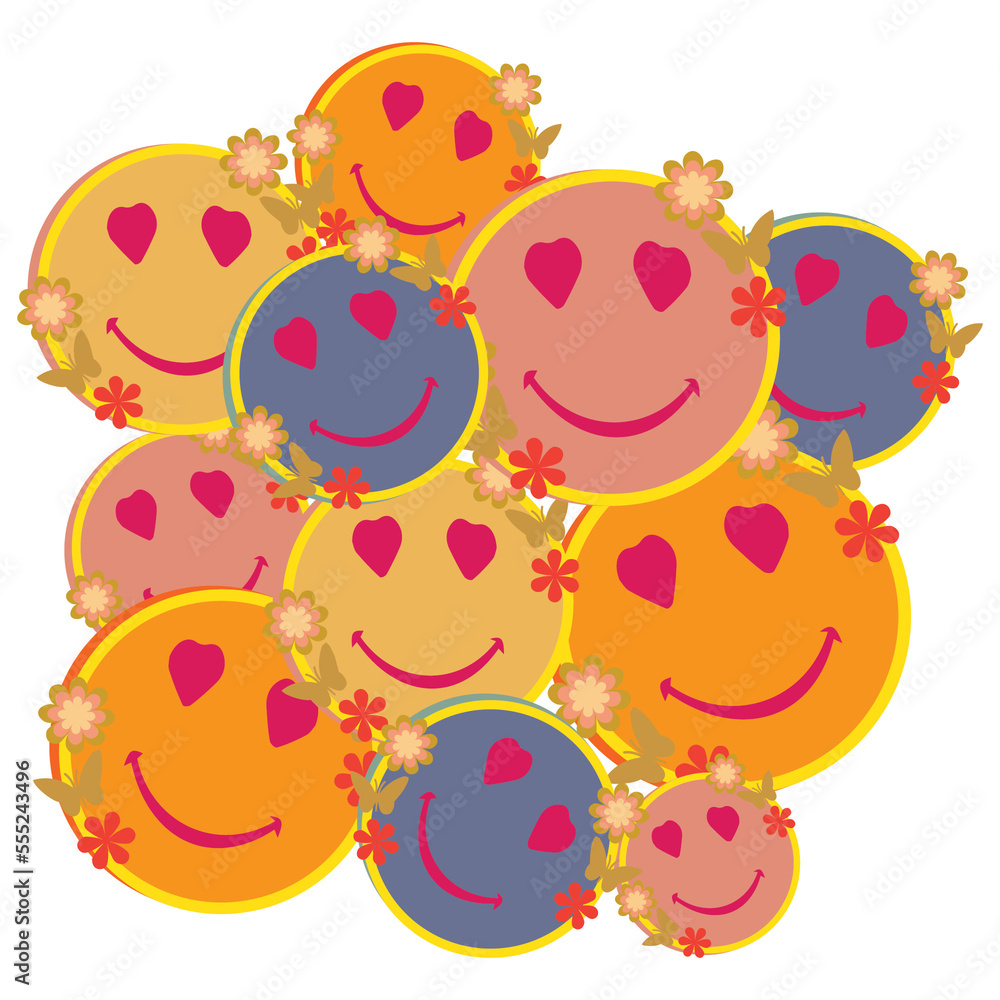 Retro Smile face png, face png file for sublimation, groovy png ...