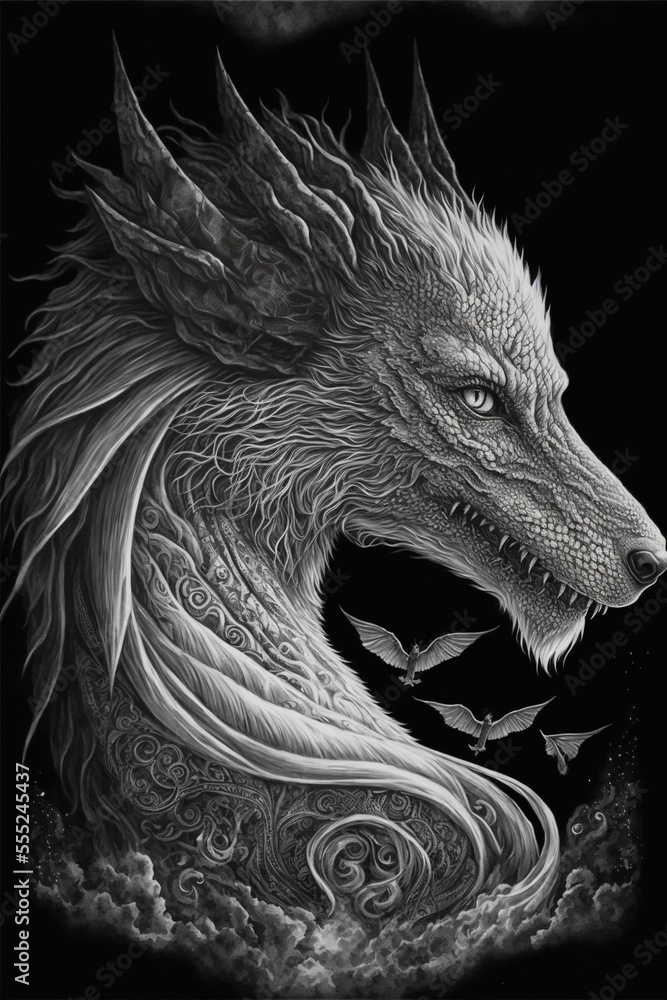 wolf head profile Stock Illustration | Adobe Stock