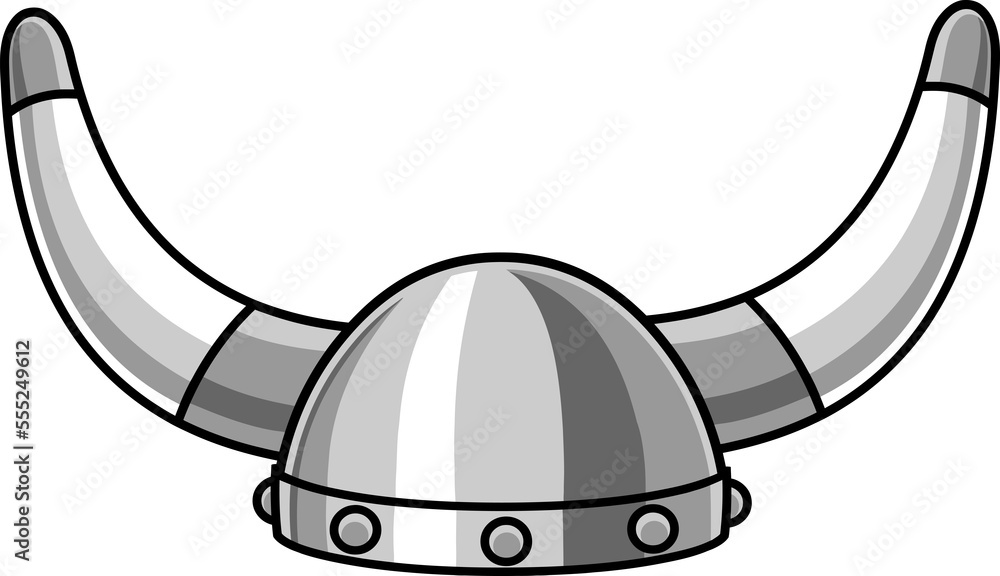 Cartoon Viking Helmet With Horns. Hand Drawn Illustration Isolated On ...