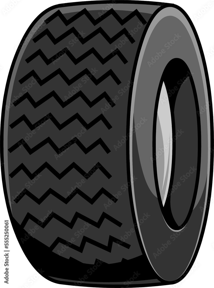Cartoon Tire Car. Hand Drawn Illustration Isolated On Transparent ...