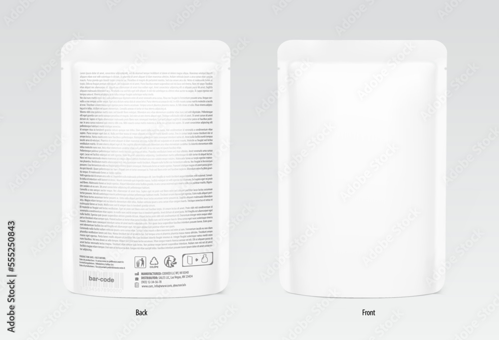 Realistic pouch bag mockup. Vector illustration for food, cosmetic and ...