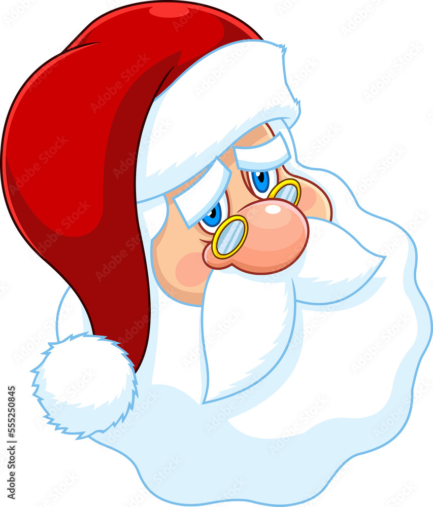 Sad Santa Claus Face Portrait Cartoon Character. Hand Drawn ...