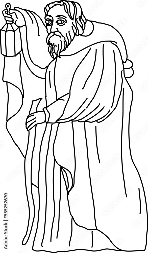 Tarot Marseille Middle Age Major Arcana vector lineart the Hermit L ...