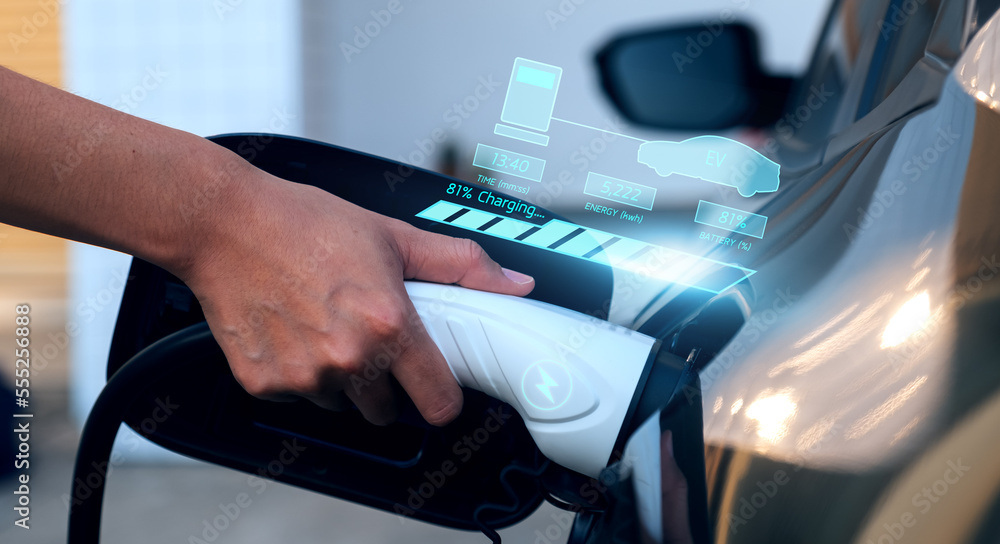 Electric Car EV battery charging ui display charging station charging ...