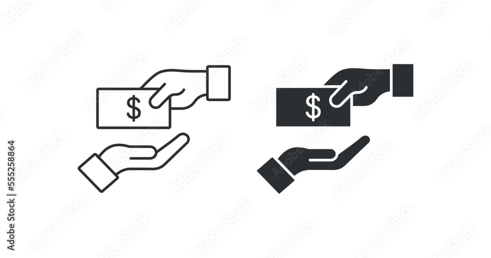 Giving money icon. Payment illustration symbol. Sign hand and dollar ...