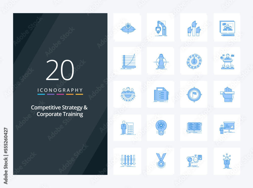 20 Competitive Strategy And Corporate Training Blue Color icon for ...