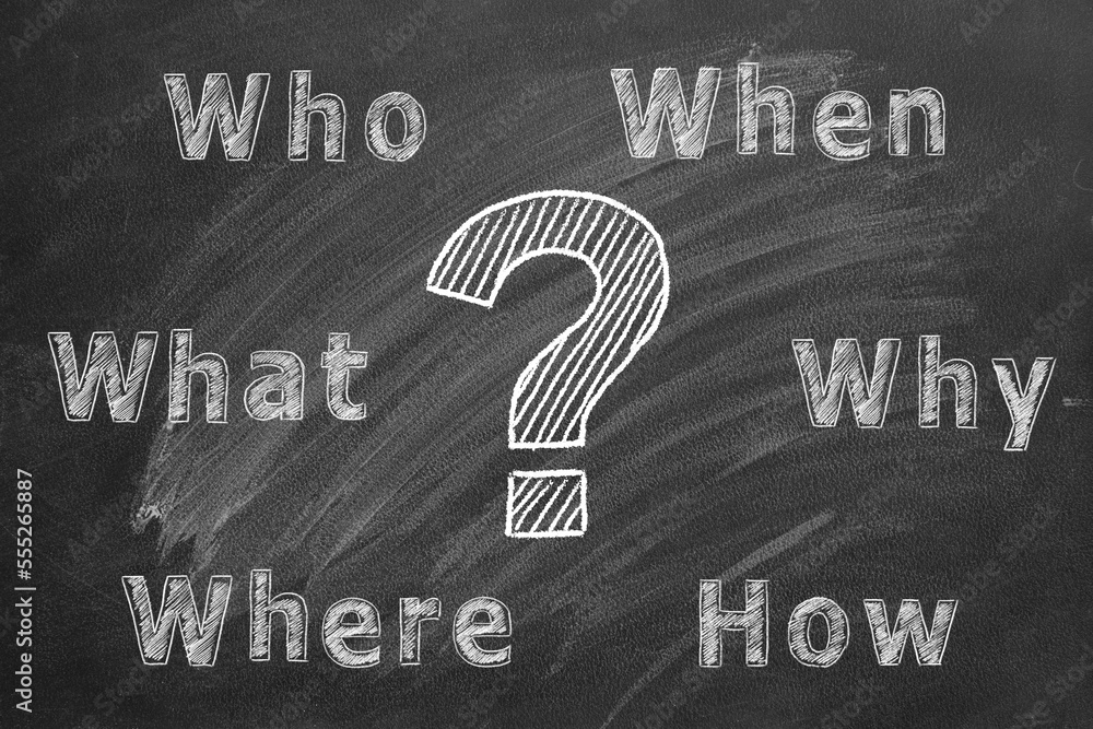 Six Most Common Questions Who What Where When Why How With