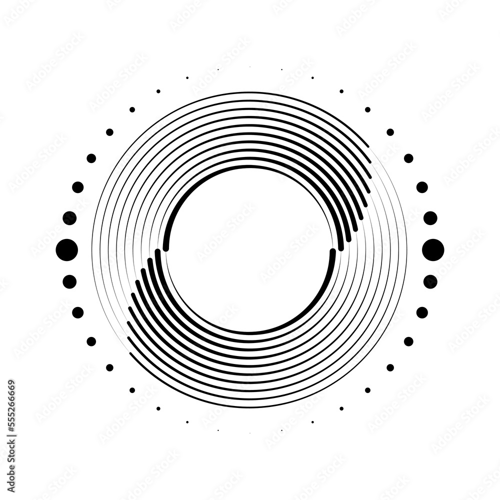 Curvy speed lines and dots in circle form. Vector illustration. Trendy ...