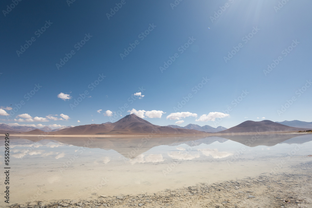wallpaper of majestic mountain, lake and sky with clouds, tourist ...
