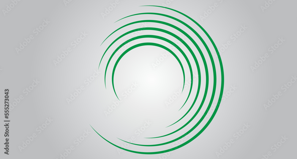 Green circle speed lines isolated. Abstract speed lines in circle form ...