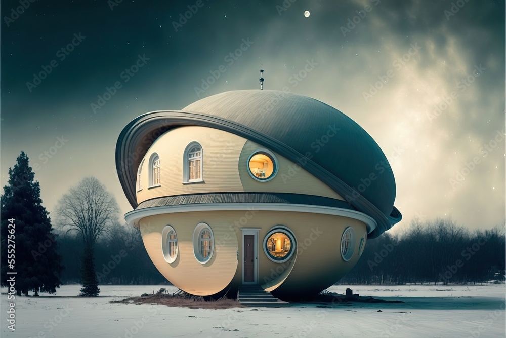 4K resolution or higher, house inspired by saturn. Generative AI ...