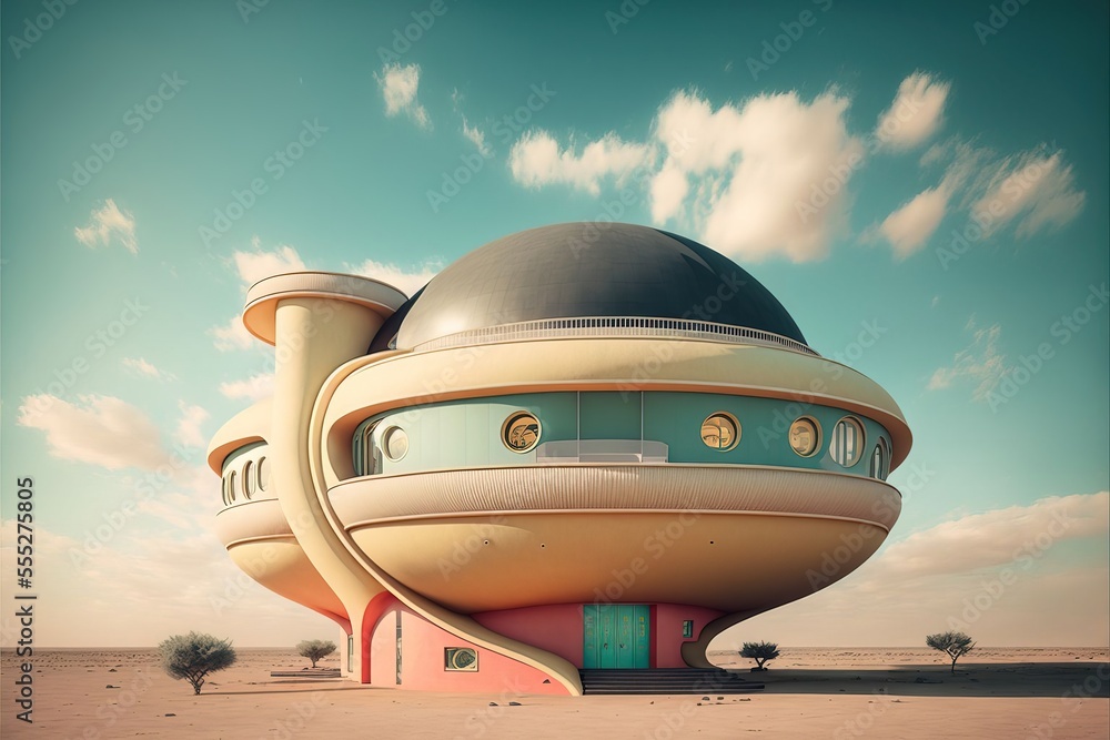 4K resolution or higher, house inspired by saturn. Generative AI ...