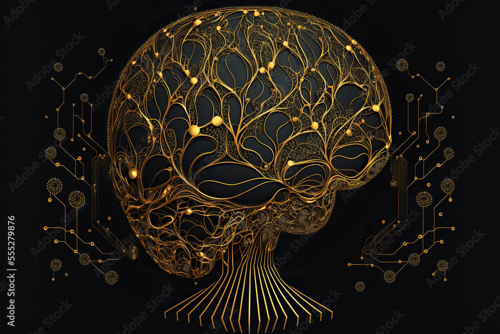 illustration of brain, ai generative, concept illustration of ai and ...