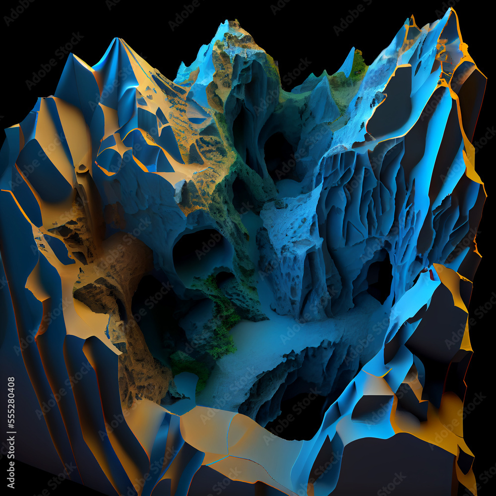 depth map of the entrance to a complex cave system Stock Illustration ...