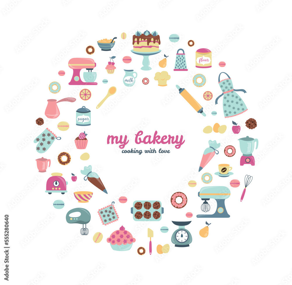 Bakery set emblem. Collection of stickers for social media and graphic ...