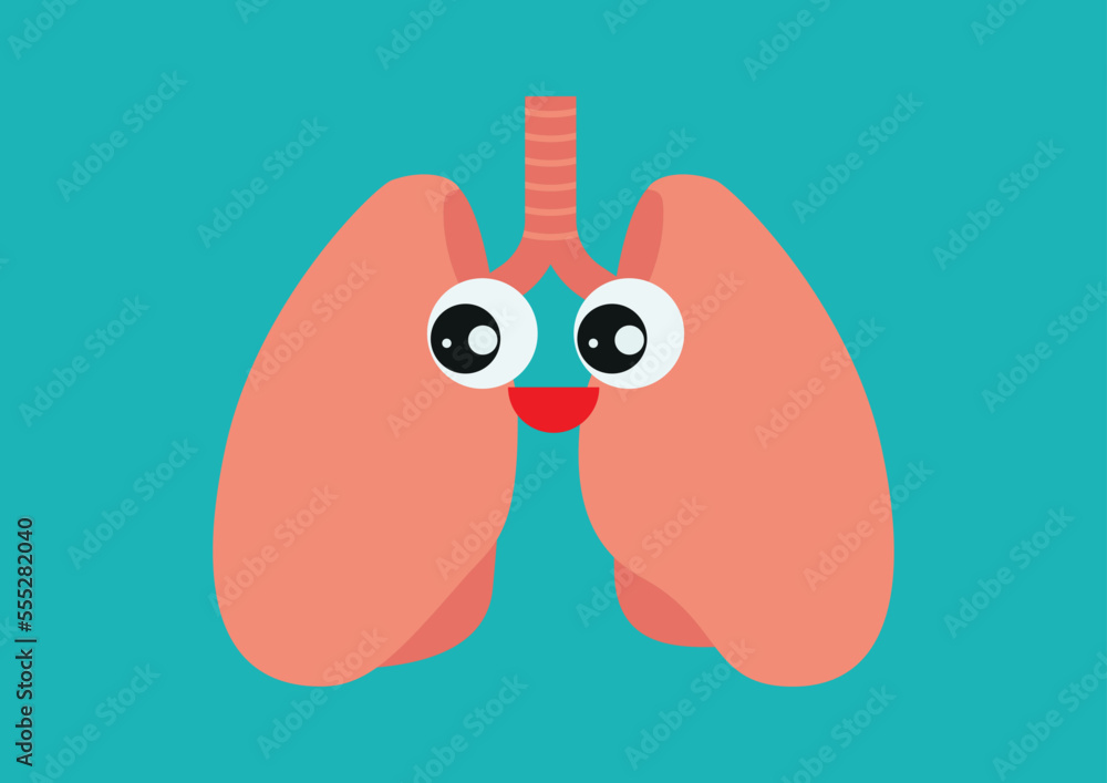 lungs illustration, vector illustration of lungs, happy lungs, smiling ...