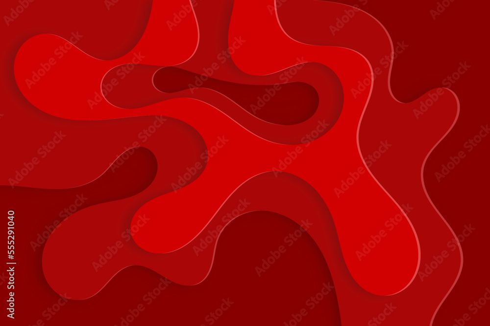 3D abstract red background , paper cut shapes. Vector design layout for ...