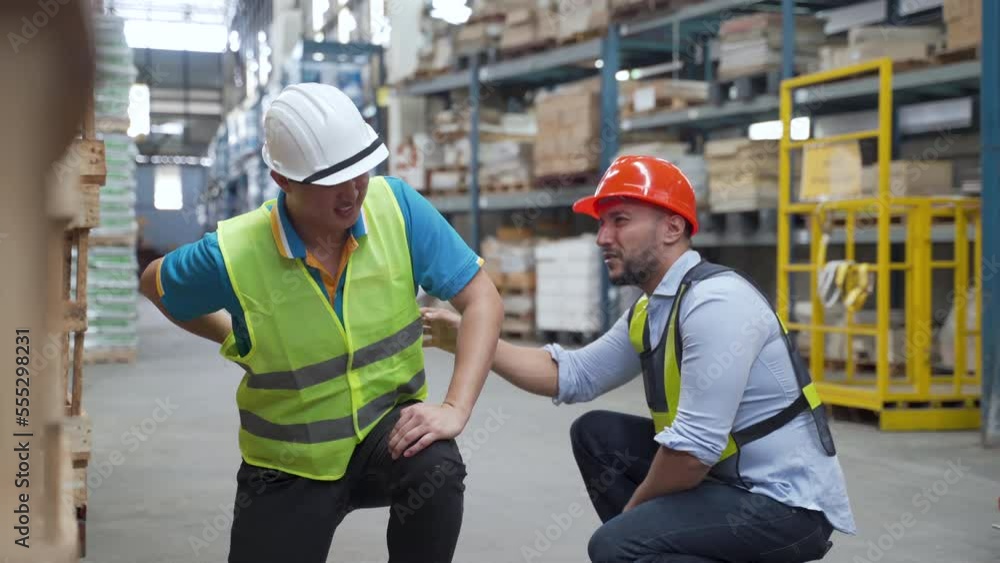 Stockvideo 4K, Asian male staff wearing reflective vests helmets ...